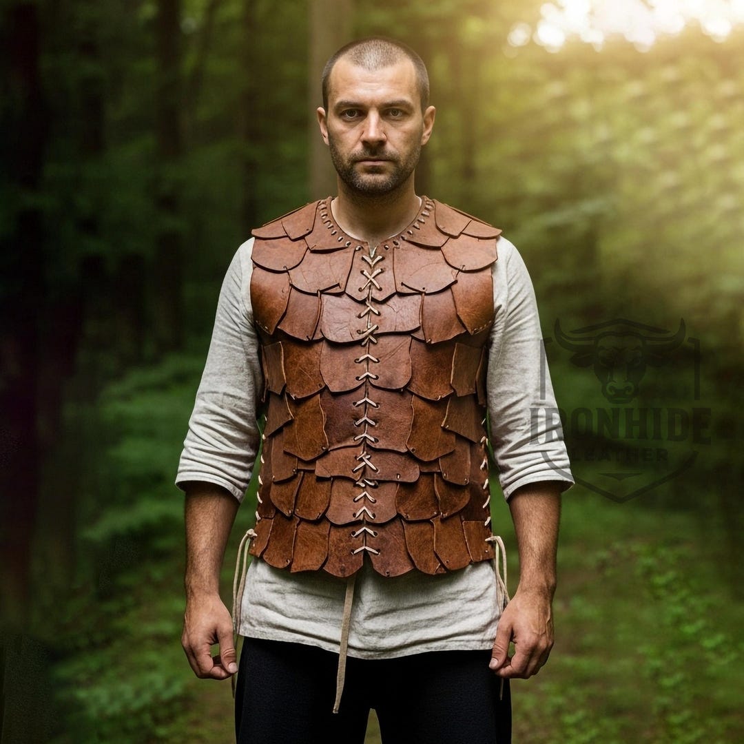Handmade Medieval Scale Armor Vest | Genuine Brown Leather Costume ...