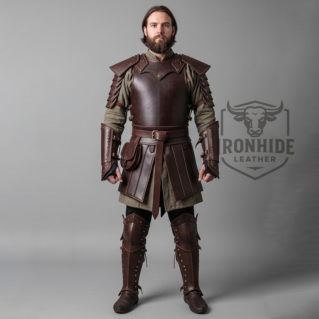 Handmade Medieval Genuine Leather Armor Set | Custom Knight Outfit ...