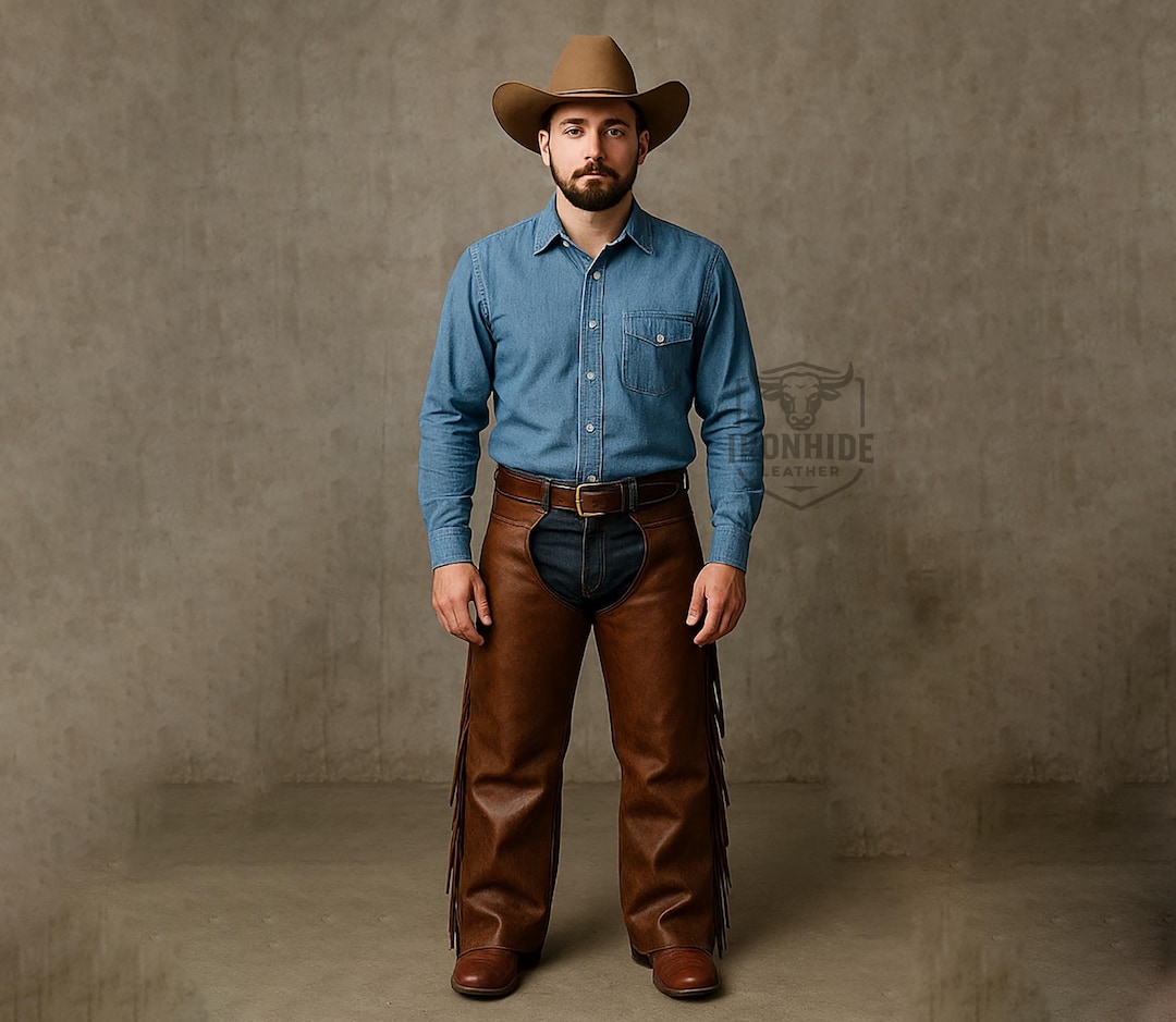 Custom Made Brown Leather Chaps for Men | Horse Riding Leather Chaps ...