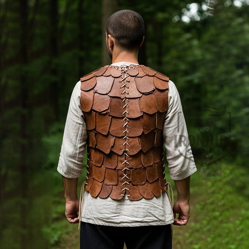 Handmade Medieval Scale Armor Vest | Genuine Brown Leather Costume ...