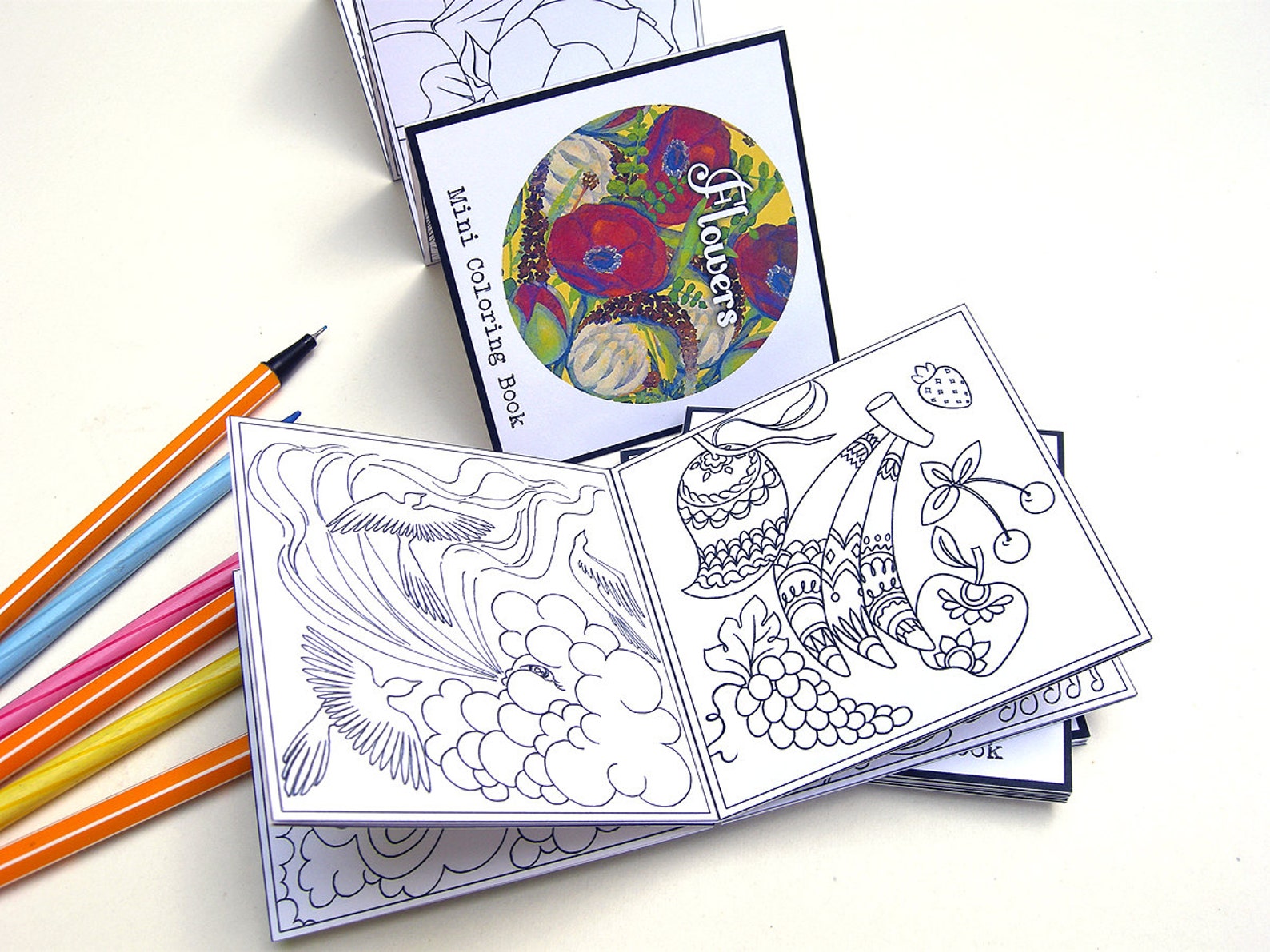 Mini Adult Coloring Books Pocket Size Coloring Book Travel Coloring ...