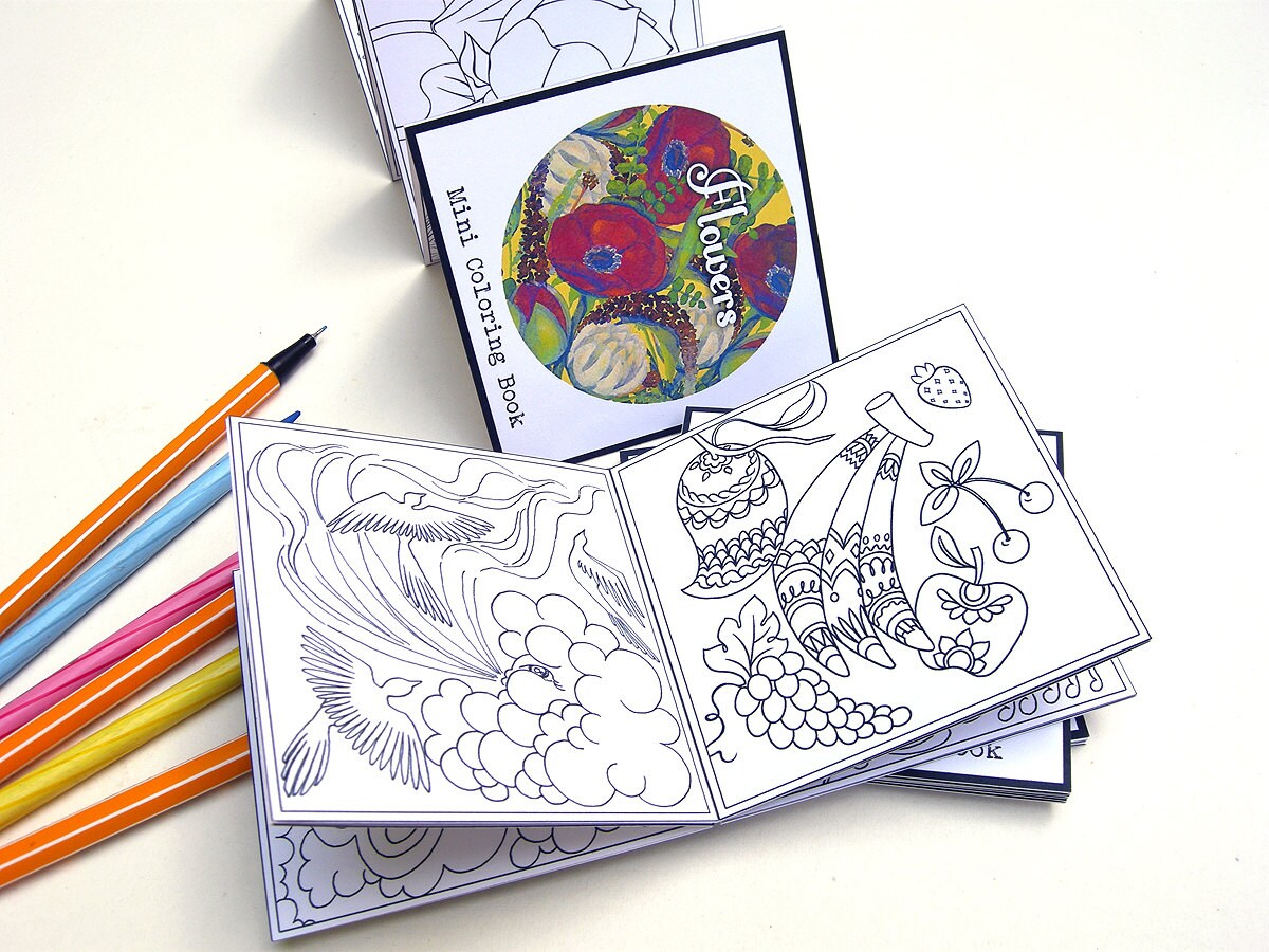 Mini Adult Coloring Books Pocket Size Coloring Book Travel Coloring ...