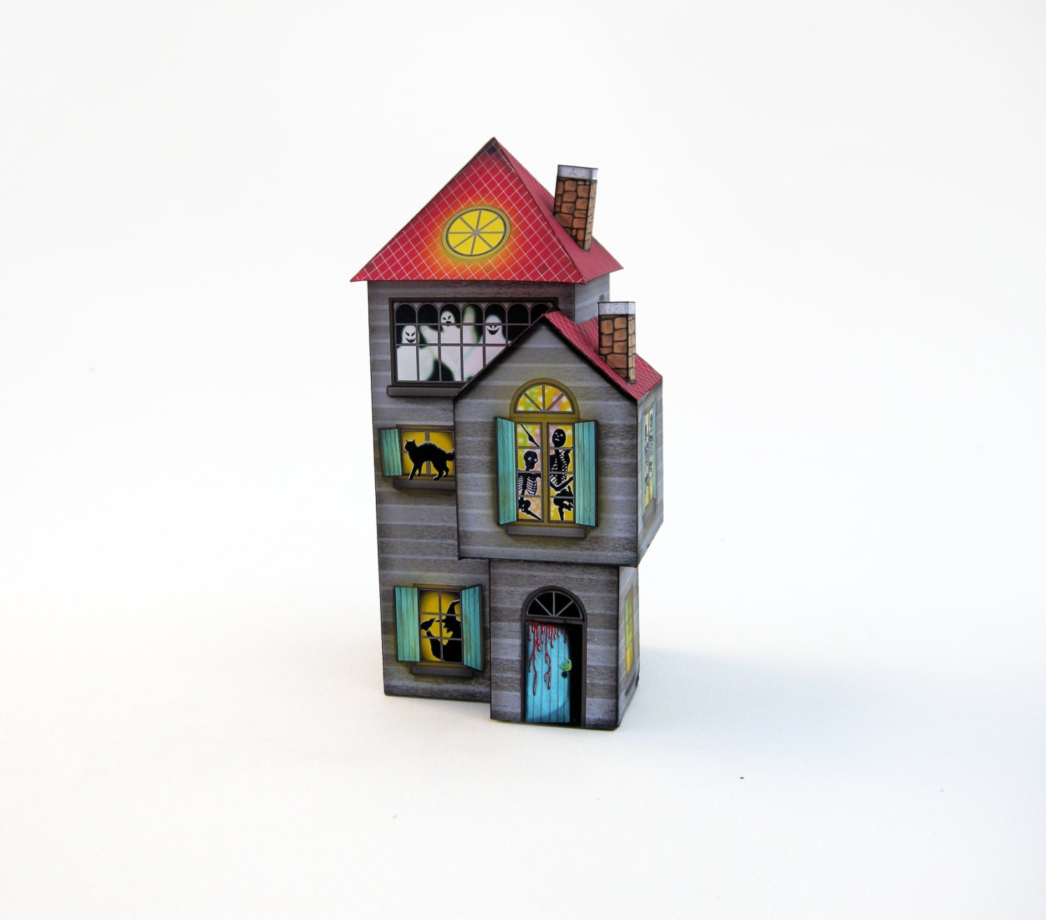 Printable DIY Paper Toy Halloween Haunted House Halloween Paper Decor ...