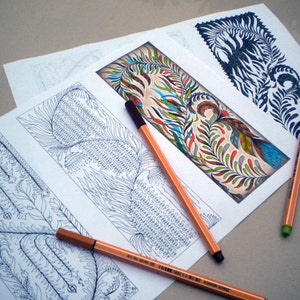 Digital Download Coloring Page Set of 3 Printable Bookmarks / Panels - Etsy