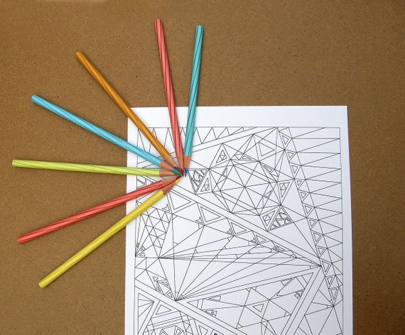 Printable Adult Coloring Page Geometric AbstractTriangles | Etsy
