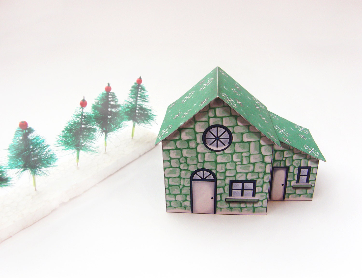 Printable Paper Toy House Printable Green Cottage Decor DIY | Etsy