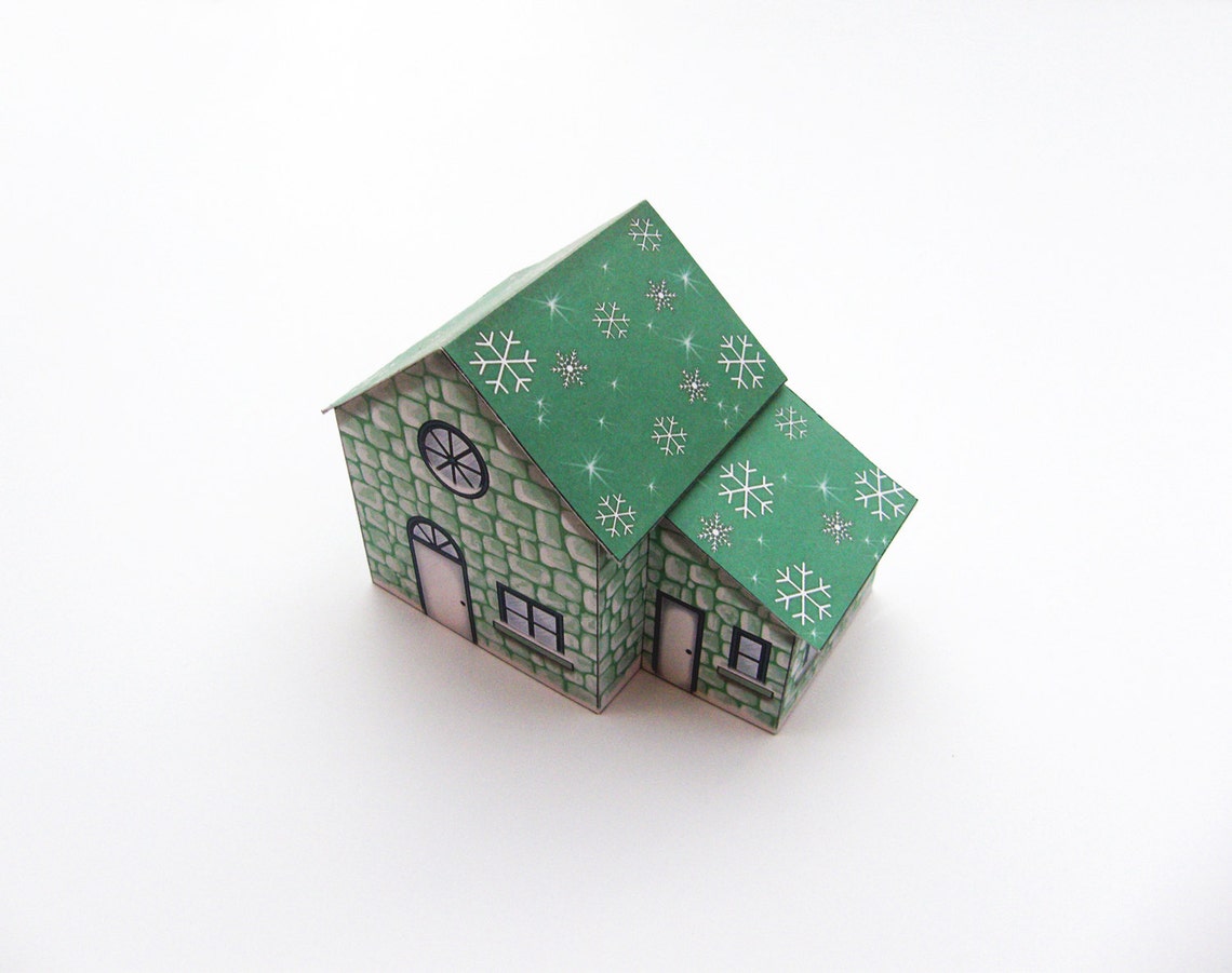 Printable Paper Toy House Printable Green Cottage Decor DIY | Etsy