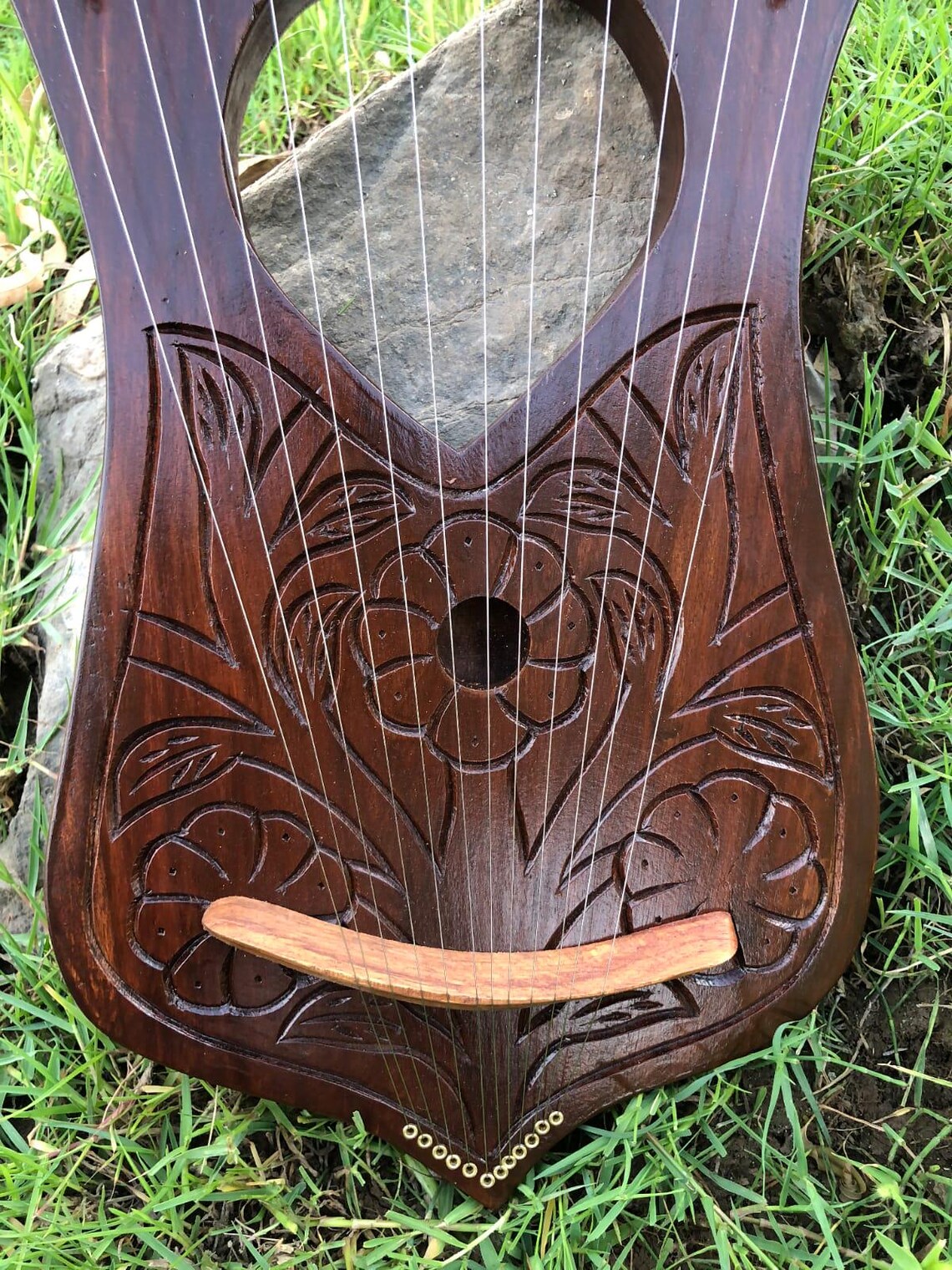Heart Flower 12-string Lyre Harp – Handmade Premium Wooden Harp With ...
