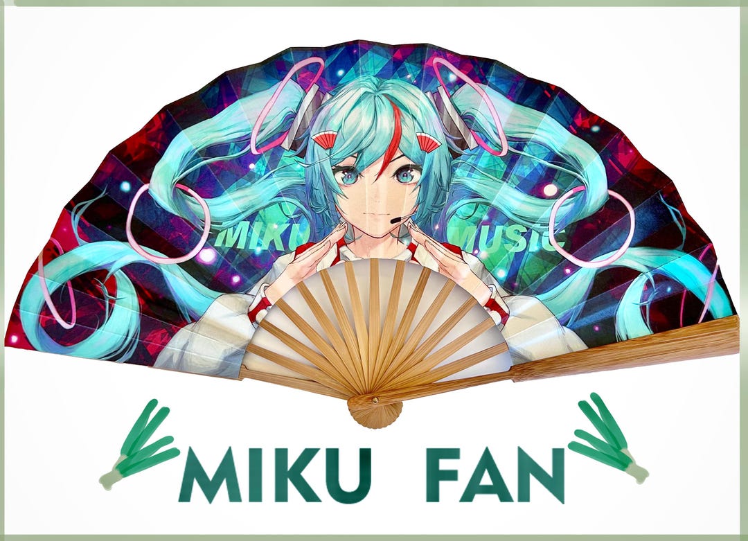 Hatsune Miku Art Fan – Handmade, Spray Printed, Illustrator ...