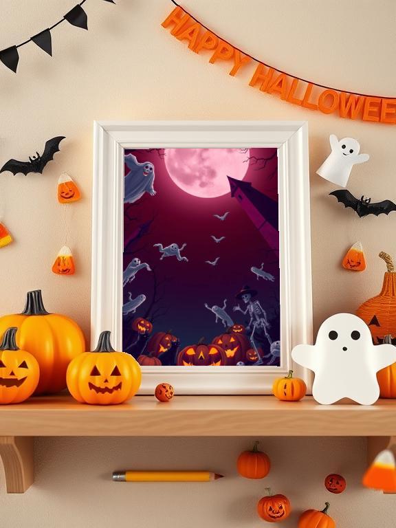 Halloween Wall Art Bundle – Spooky and Whimsical Halloween Decor Set (7 ...
