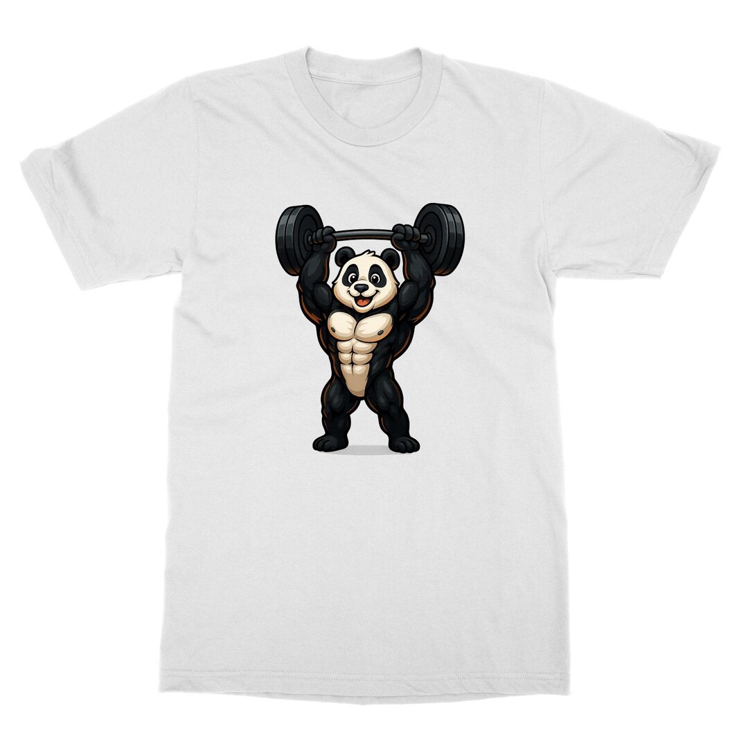 Strong Muscle Panda Art, Cartoon Style, Energetic Gym Decor ...