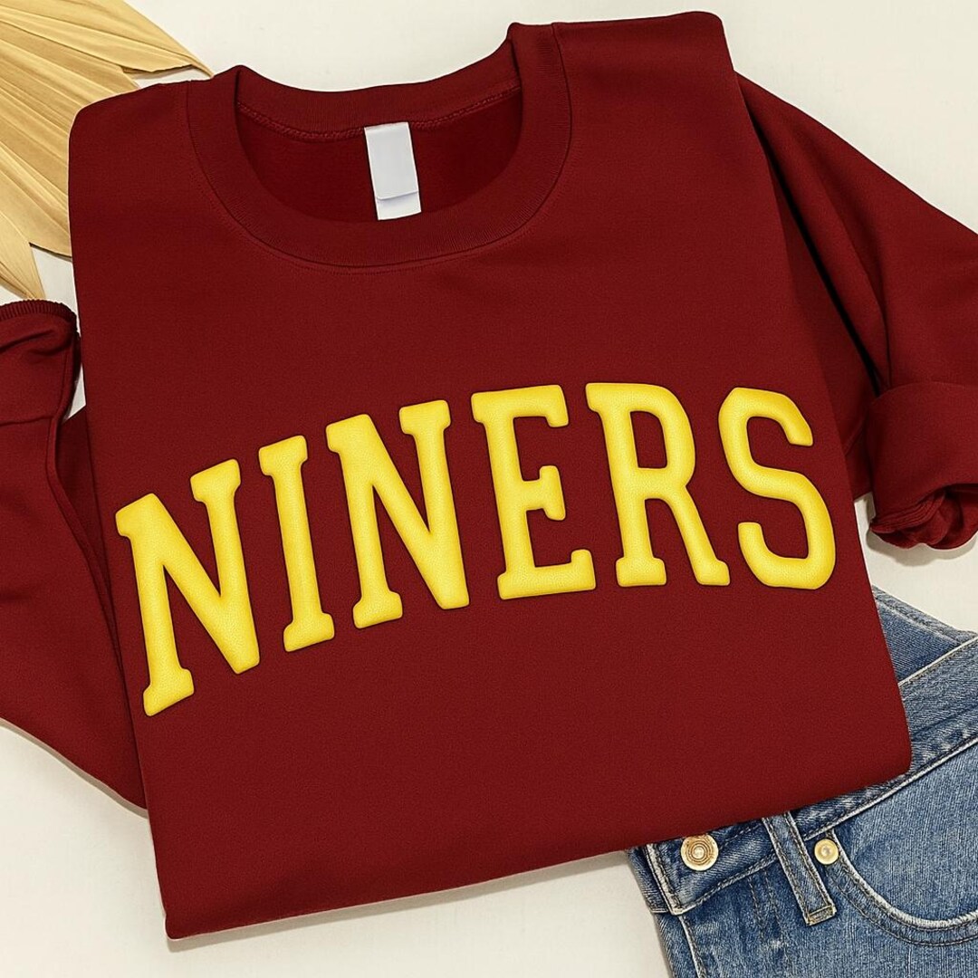 Niners Sweatshirt, Game Day Crewneck, Cozy Football Fan Pullover, Puff ...