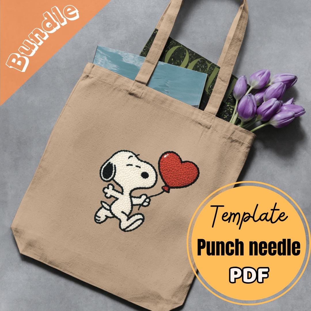 Snoopy Punch Needle Patterns - Bundle Beginner DIY - Stick and Stitch ...