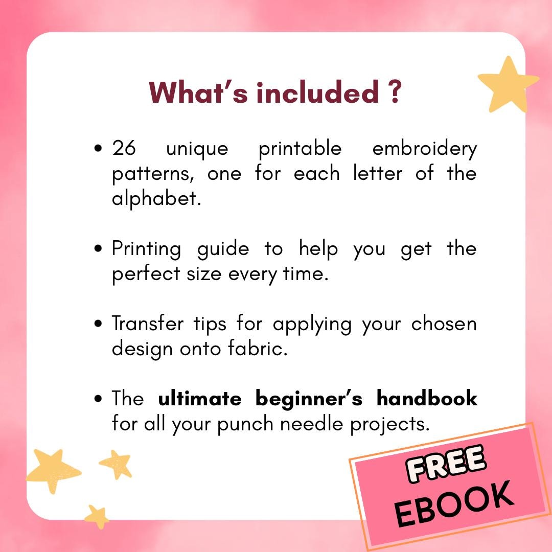 Floral Alphabet Punch Needle Patterns Bundle - Letter Designs Beginner ...