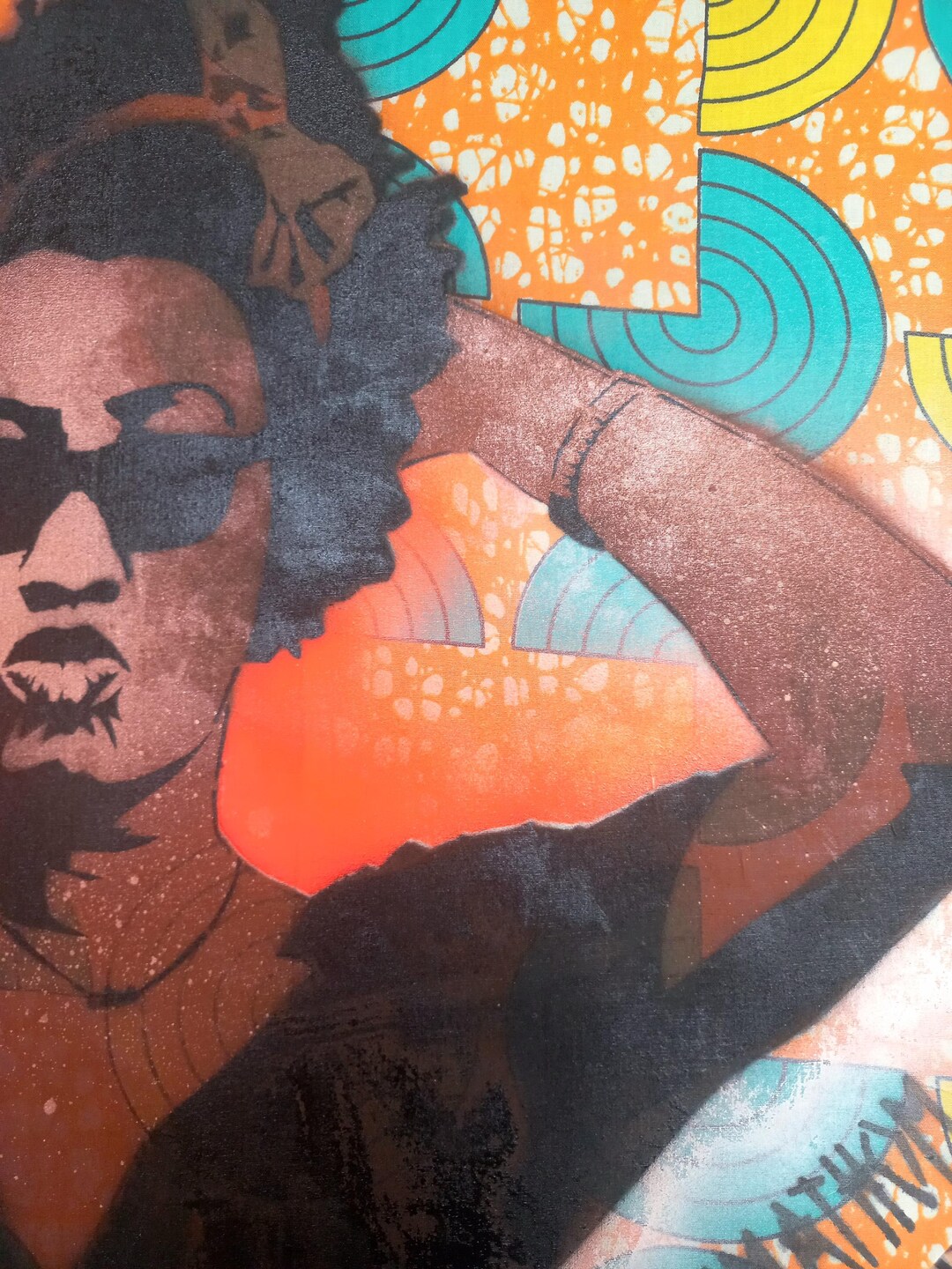 Stencil and Wax Painting, Round - "show off / Paris (aka 1)" - Etsy
