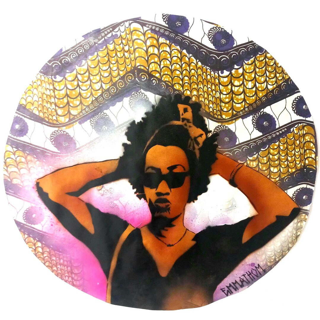 Stencil and Wax Painting, Round - "show off / Paris (aka 2)" - Etsy