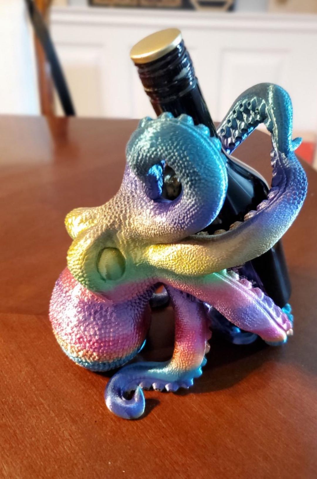 3D Printed Bottle Holder, Colorful Octopus Barware, Bar Decor, Wine ...