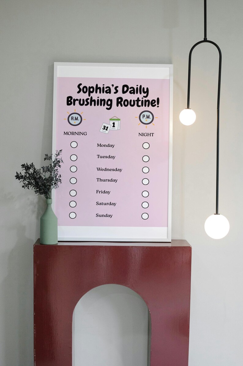 Daily Brushing Routine Chart for Kids - Morning & Night Teeth Brushing ...