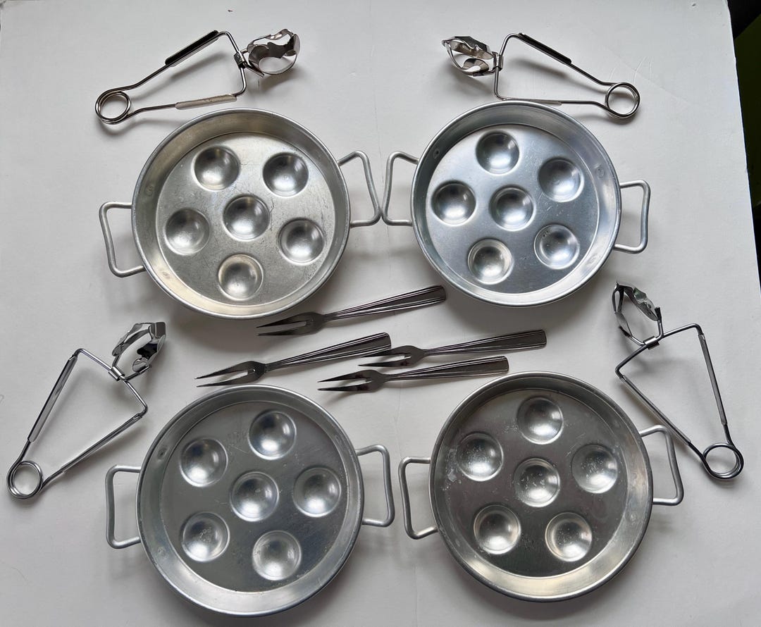 Vintage Escargot Set 4 Pans Forks Tongs Made in France - Etsy