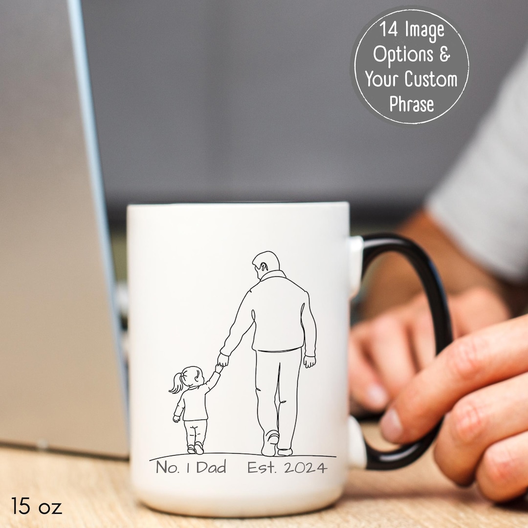 Custom Dad Mug, Personalized Line Art Dad Mug, Gift From Kids, Fathers ...