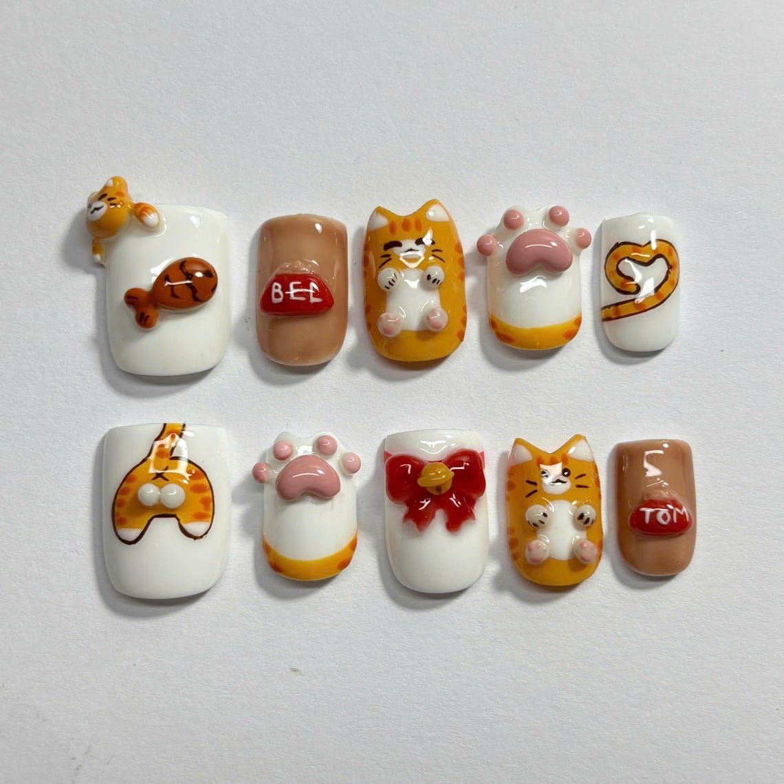 Kawaii Ginger Cat Press on Nails | 3D Animal Nail Art - Etsy