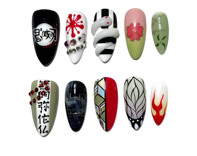 Muichiro Tokito Mist Hashira Anime Nails | Blue Cyan Turquoise Ombre ...