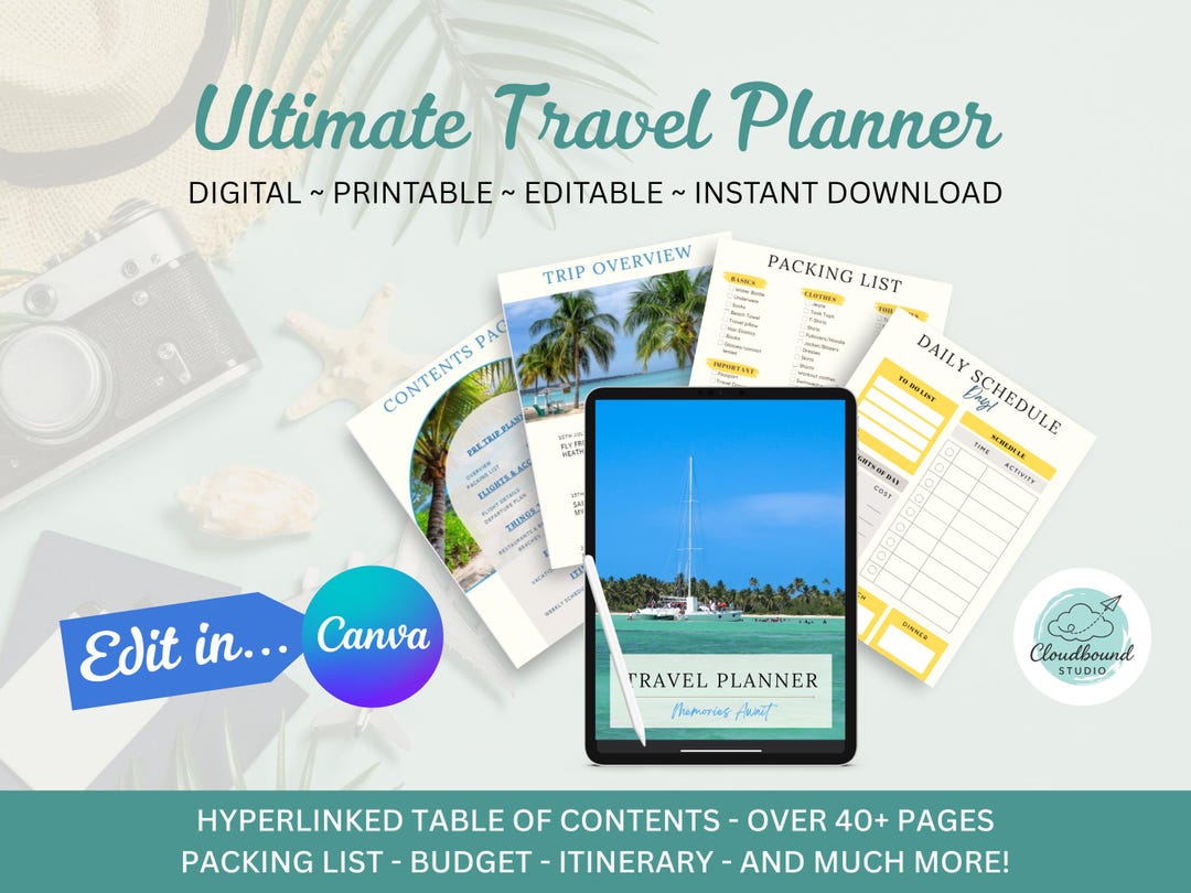 Editable Summer Beach Vacation Travel Planner | Packing List ...