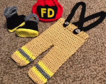 CROCHET PATTERN, Newborn Size, Baby Girl Firefighter Fireman Hat ...