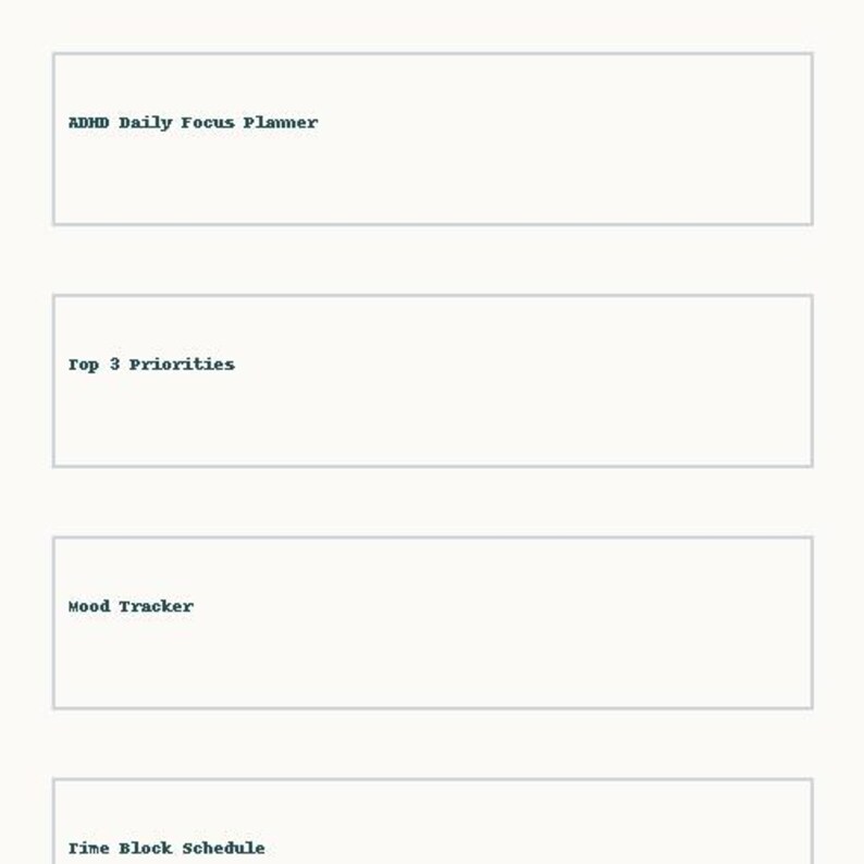 ADHD Daily Focus Planner PDF | Brain Dump, Time Blocking (instant ...