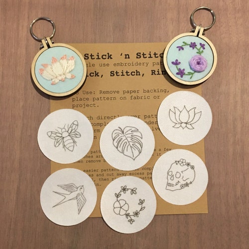 Assorted 2 Stick N Stitch Embroidery Patterns - Etsy