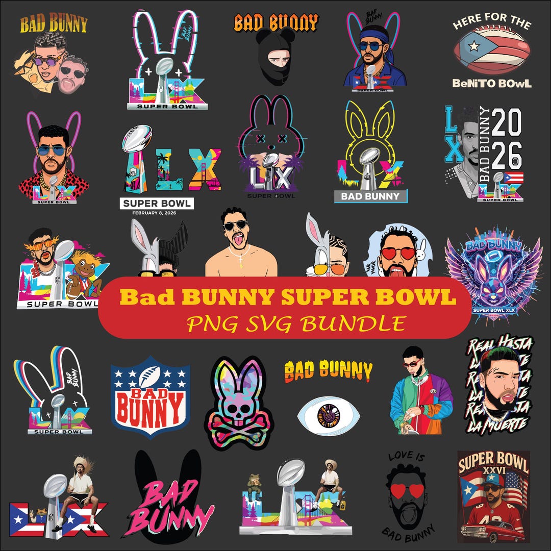 Bad Bunny Super Bowl Clipart Bundle | PNG SVG Aufkleber (Digitaler ...