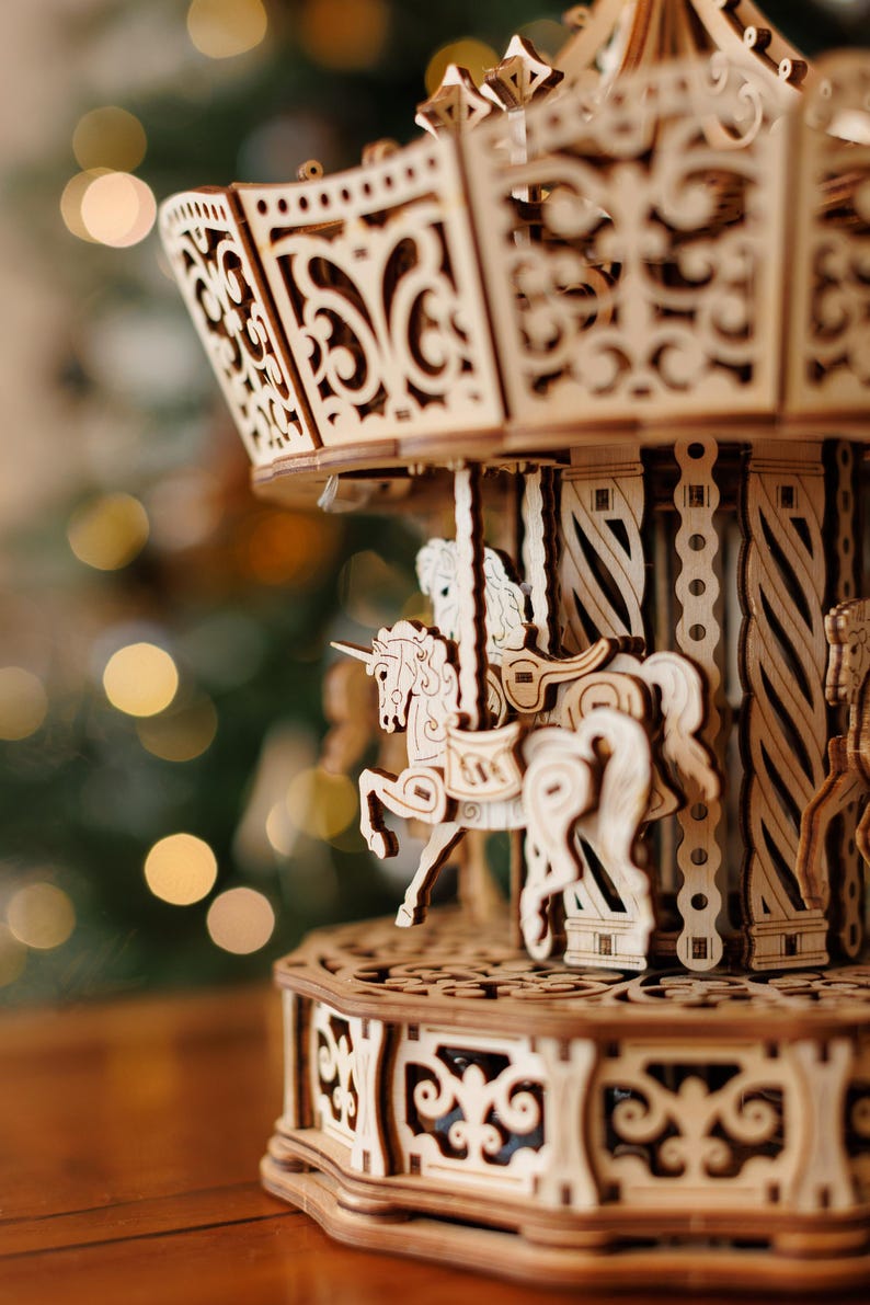 Parisian Carousel: DIY Gift Laser Cut 3D Wooden Puzzle - Etsy