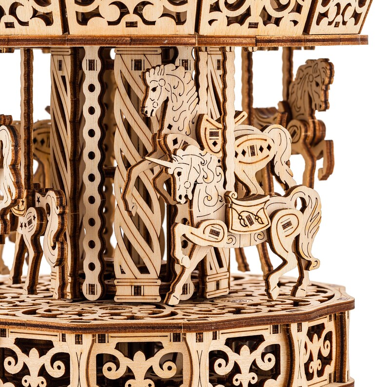 Parisian Carousel: DIY Gift Laser Cut 3D Wooden Puzzle - Etsy