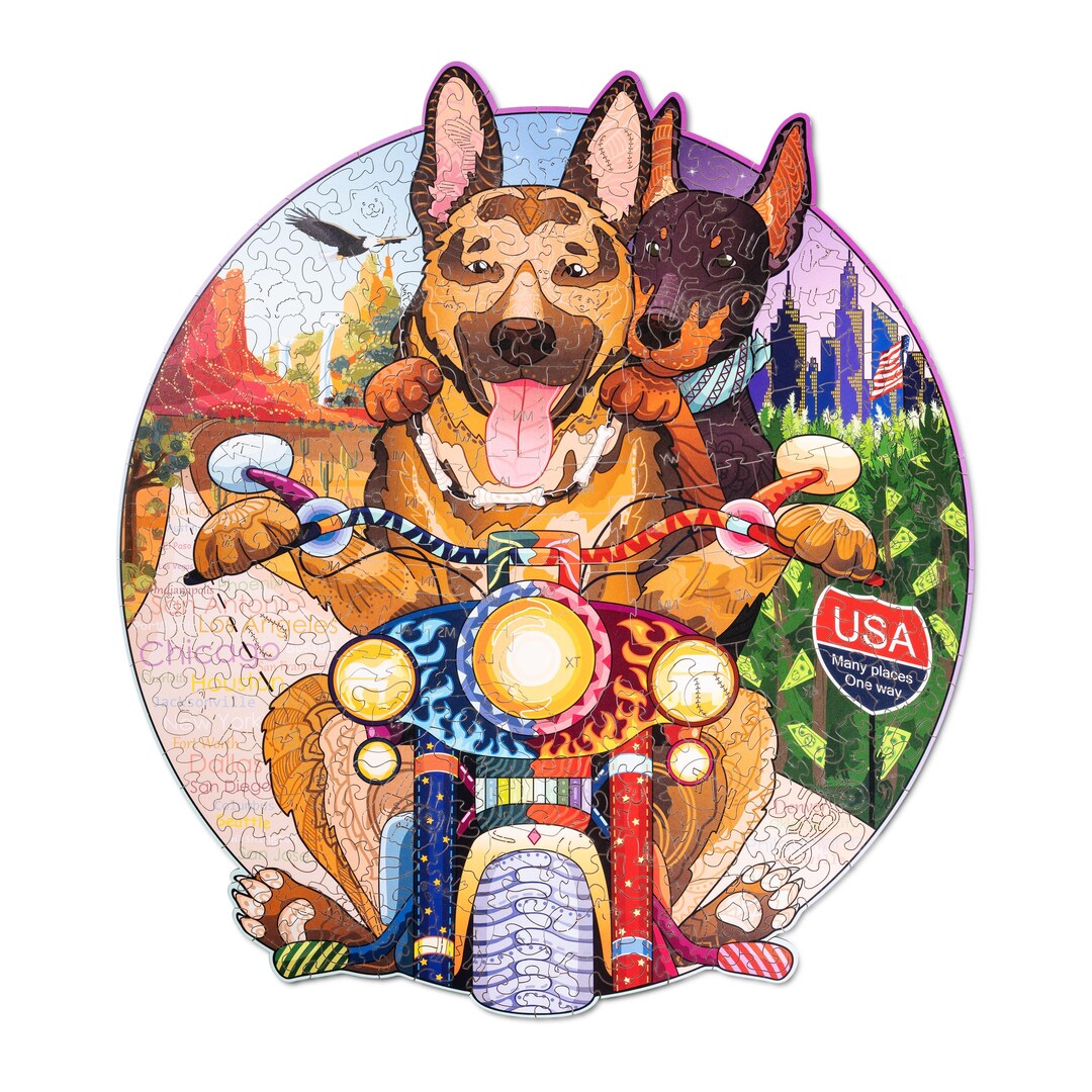 Biker Dogs : DIY Gift Laser Cut 3D Wooden Puzzle - Etsy