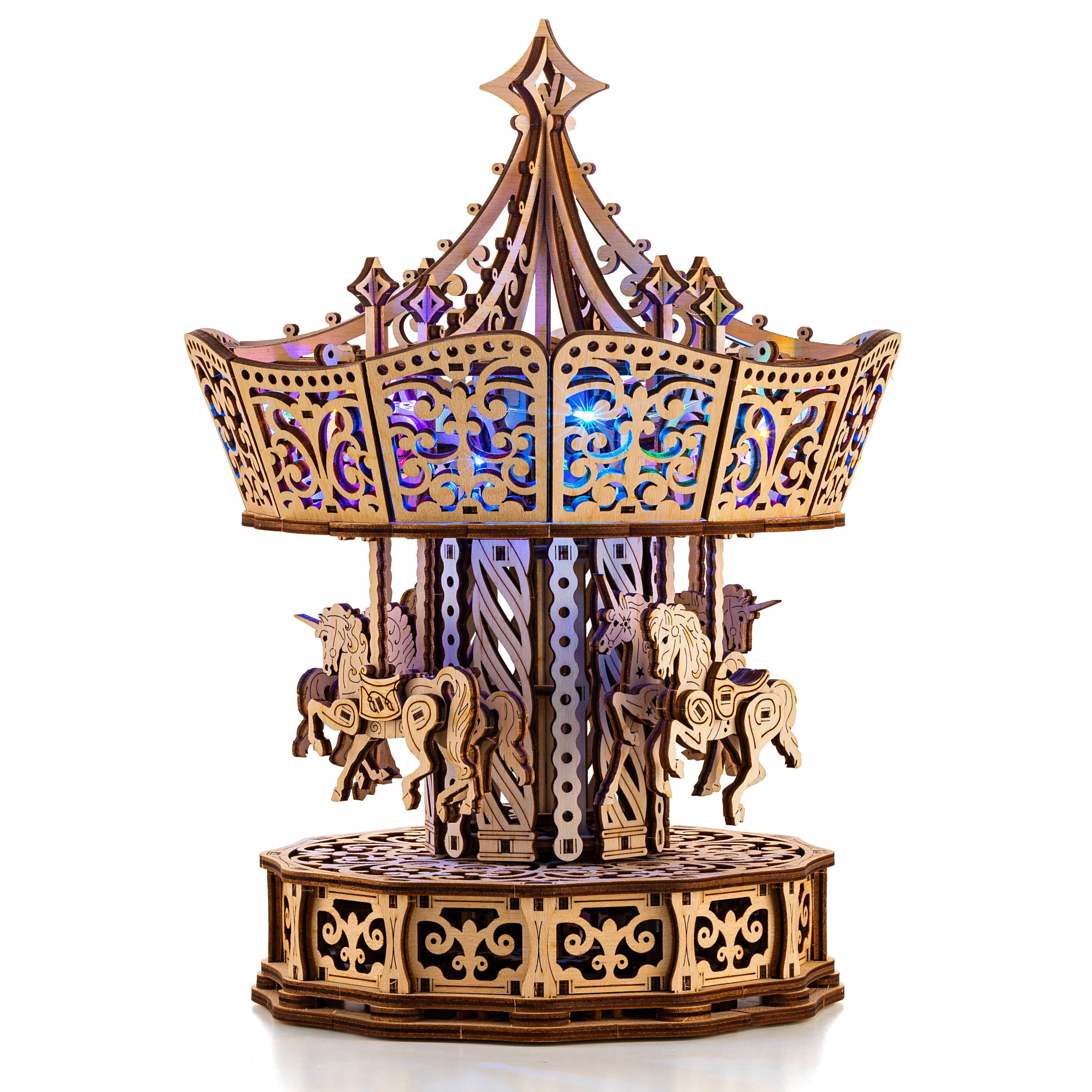 Parisian Carousel: DIY Gift Laser Cut 3D Wooden Puzzle - Etsy