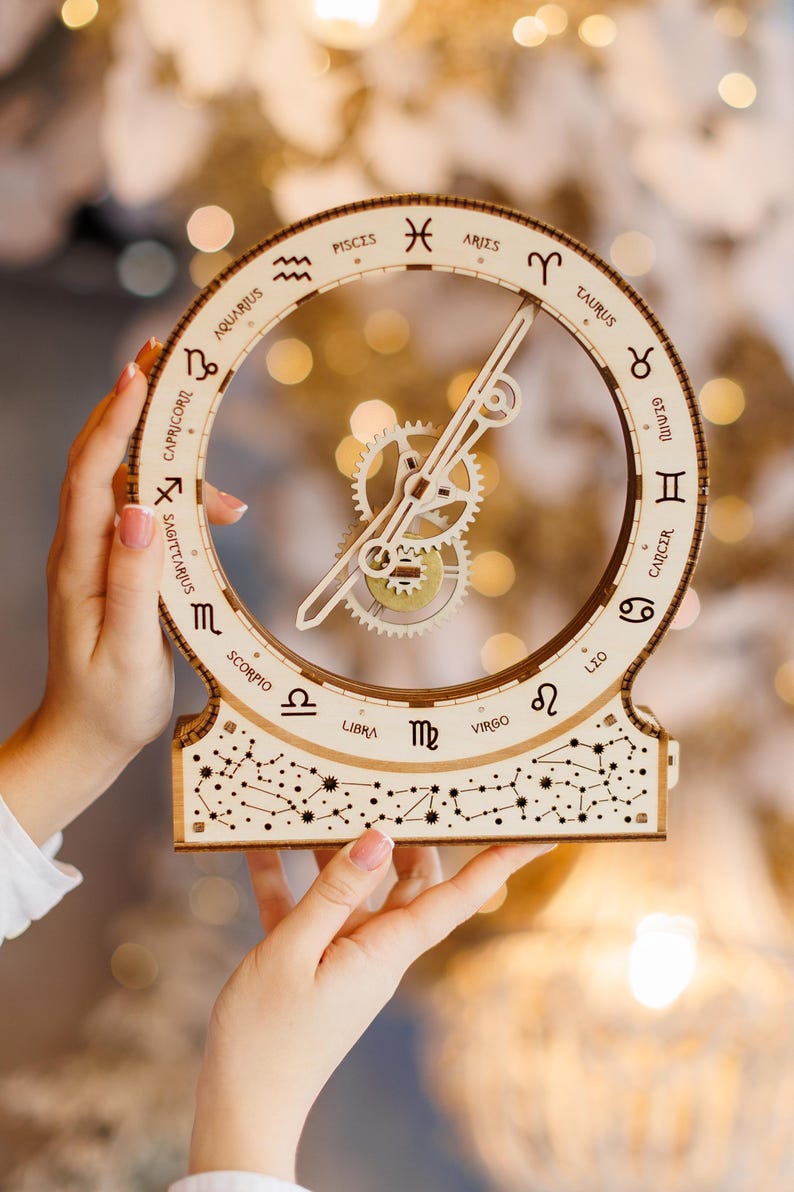 Kinetic Clock Zodiac: DIY Gift Laser Cut 3D Wooden Puzzle - Etsy