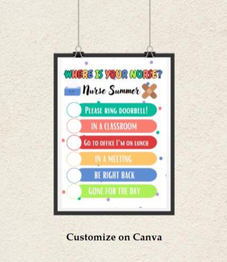 Where is Your Nurse Sign | Editable Nurse Door Sign | School Clinic ...