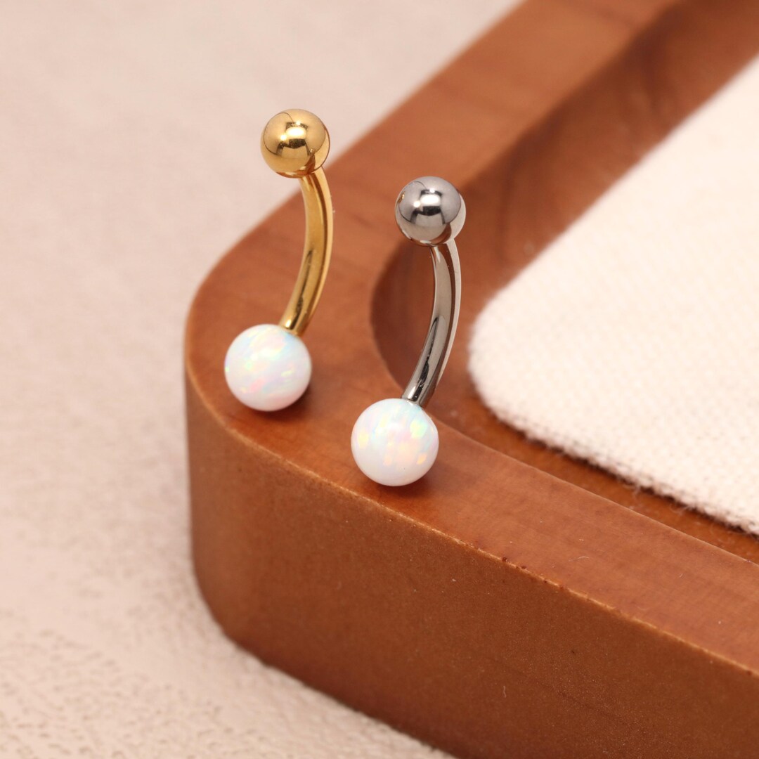 Spherical Opal Belly Button Rings Gold/silver Body Piercing Hoop ...