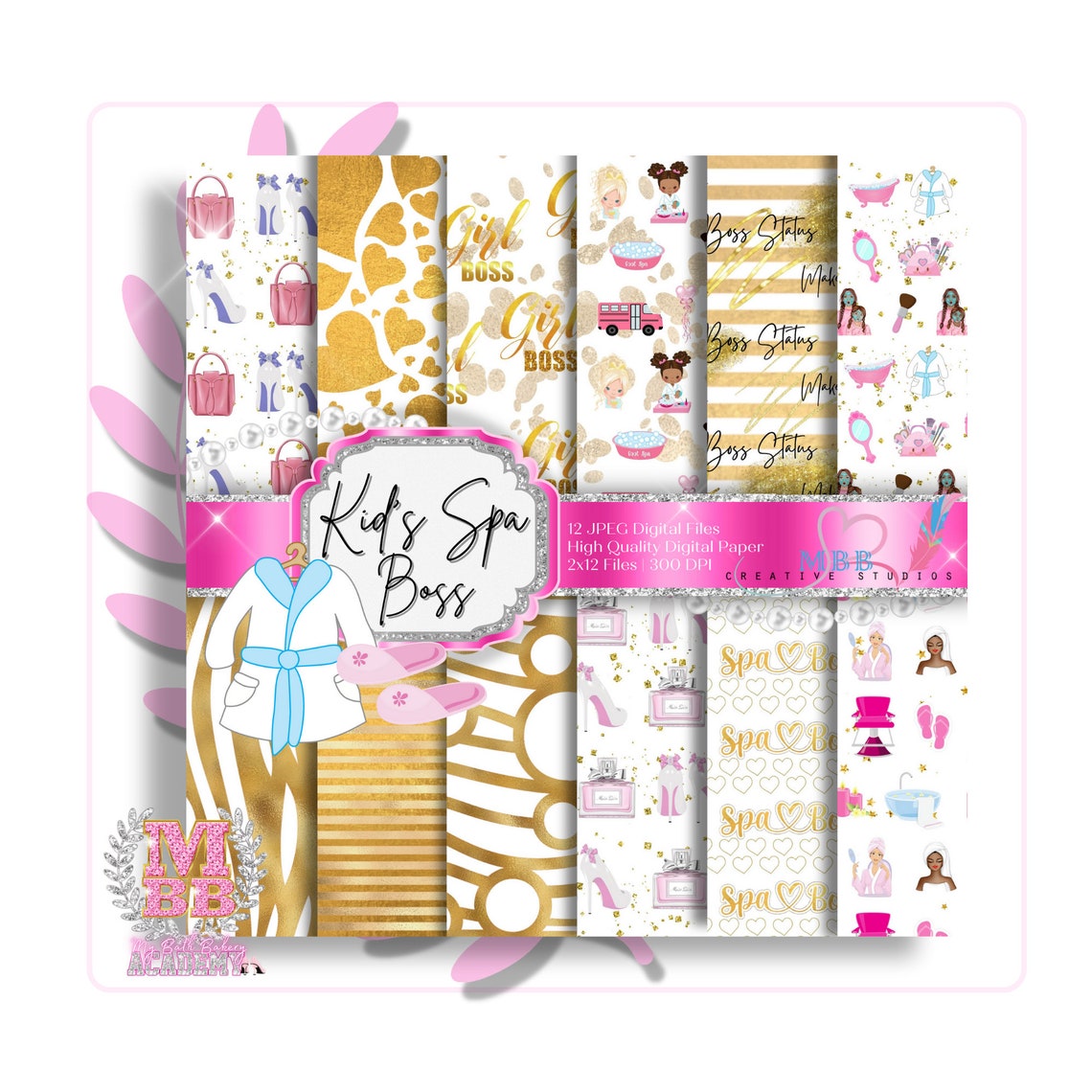 Spa Background Paper, Kid Spa Digital Paper, Kid Spa Templates, Girls ...