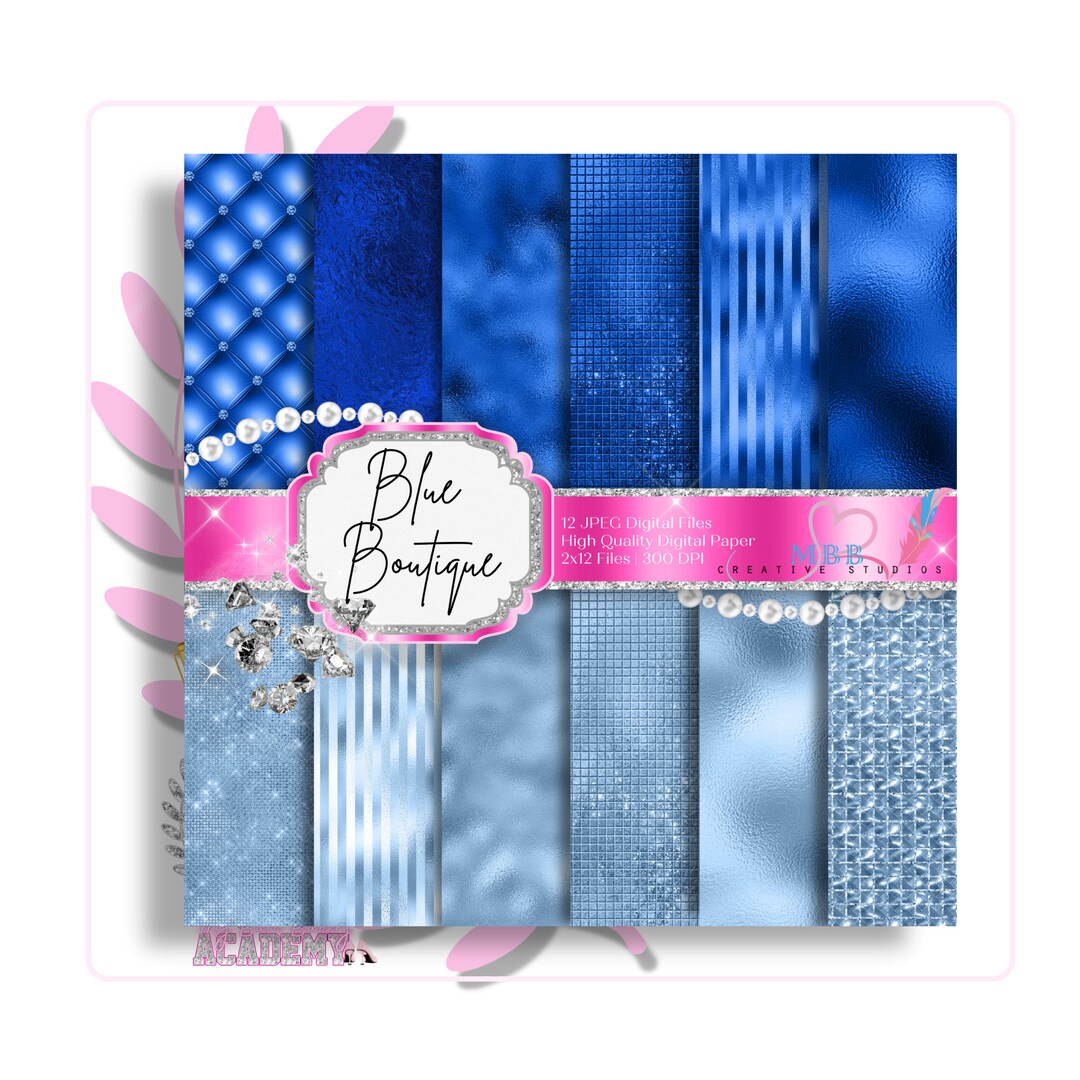 Blue Paper, Blue Digital Paper, Blue Digital Planner Paper, Deep Blue ...