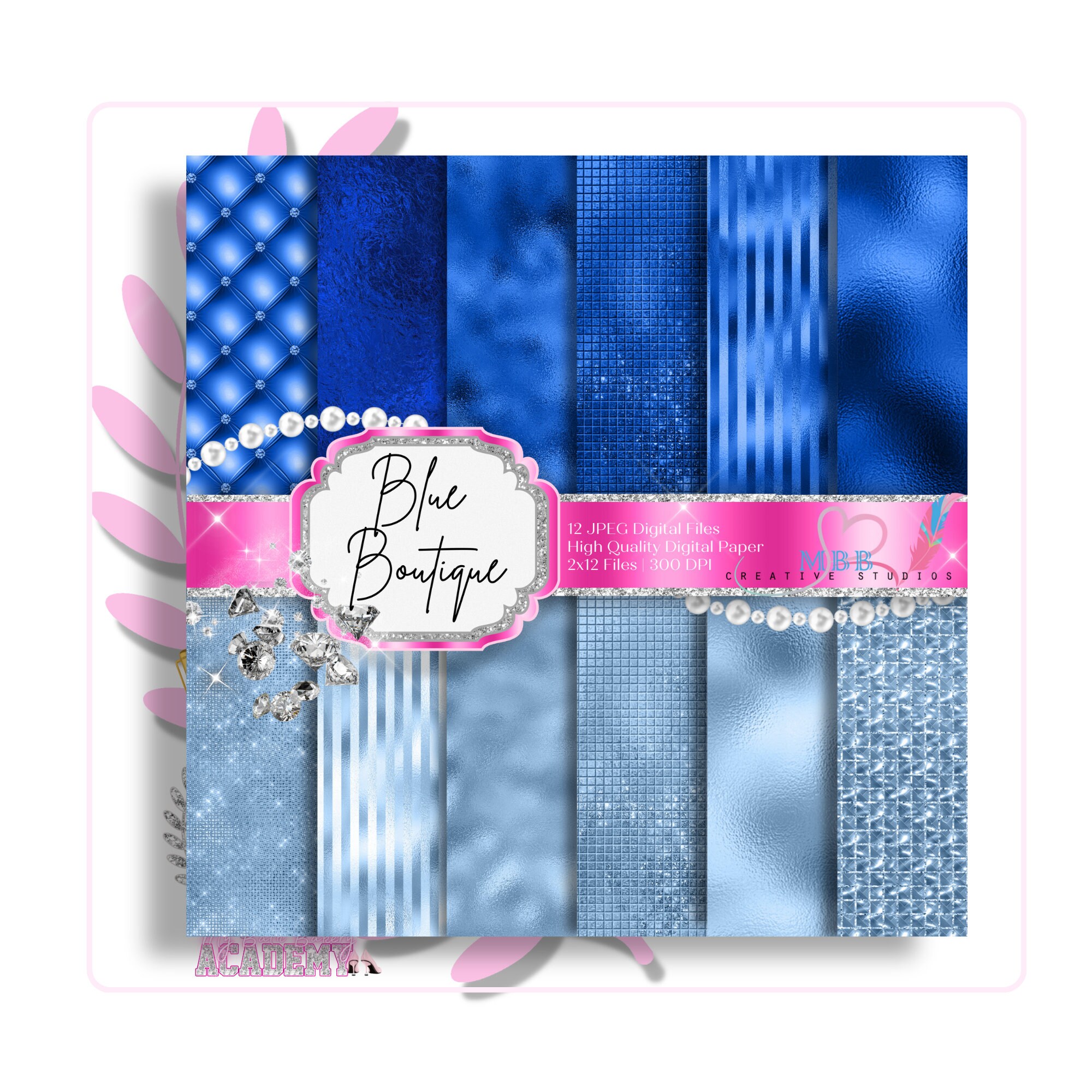 Blue Paper, Blue Digital Paper, Blue Digital Planner Paper, Deep Blue ...