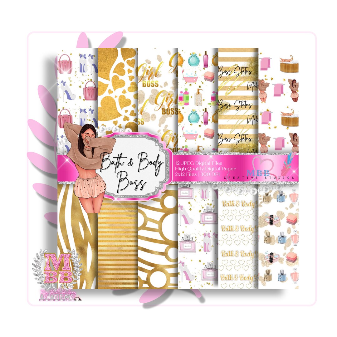 Bath & Body Paper, Spa Digital Paper, Digital Planner Paper, Lady Boss ...