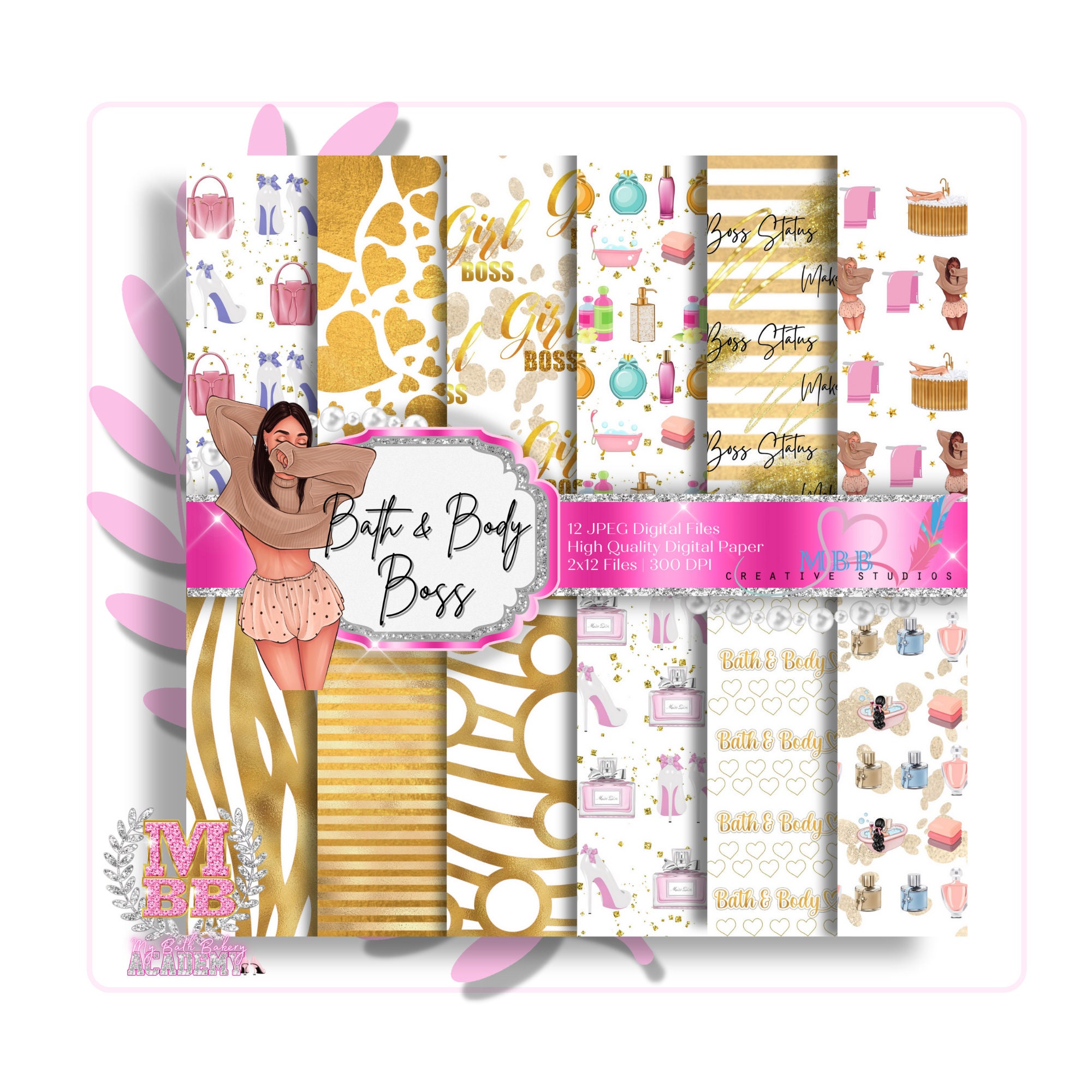 Bath & Body Paper, Spa Digital Paper, Digital Planner Paper, Lady Boss ...