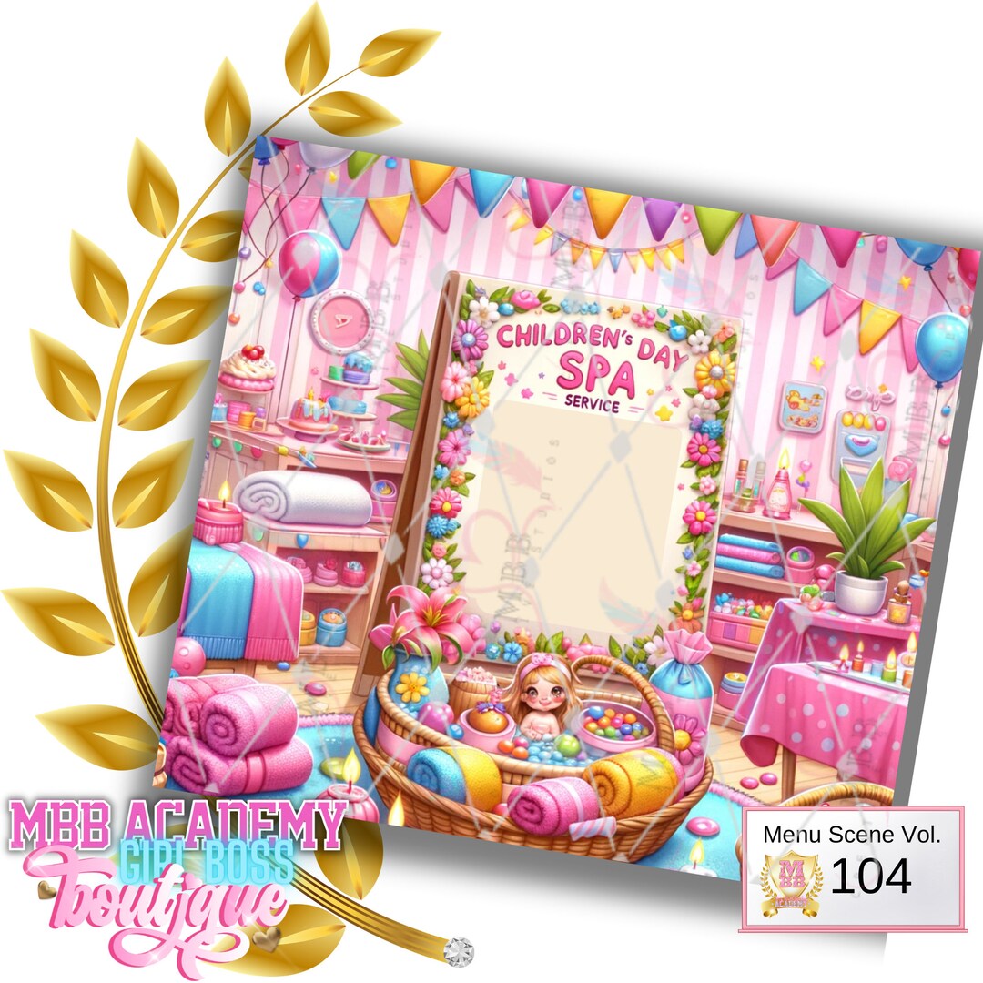 Kids Spa Scene, Kids Spa Flyer, Kids Spa Illustration, Kids Spa Paper ...