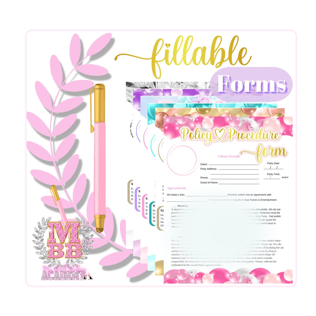 Kid Spa Policy Forms, Mobile Spa Policy Forms, Policy Forms, Fillable ...