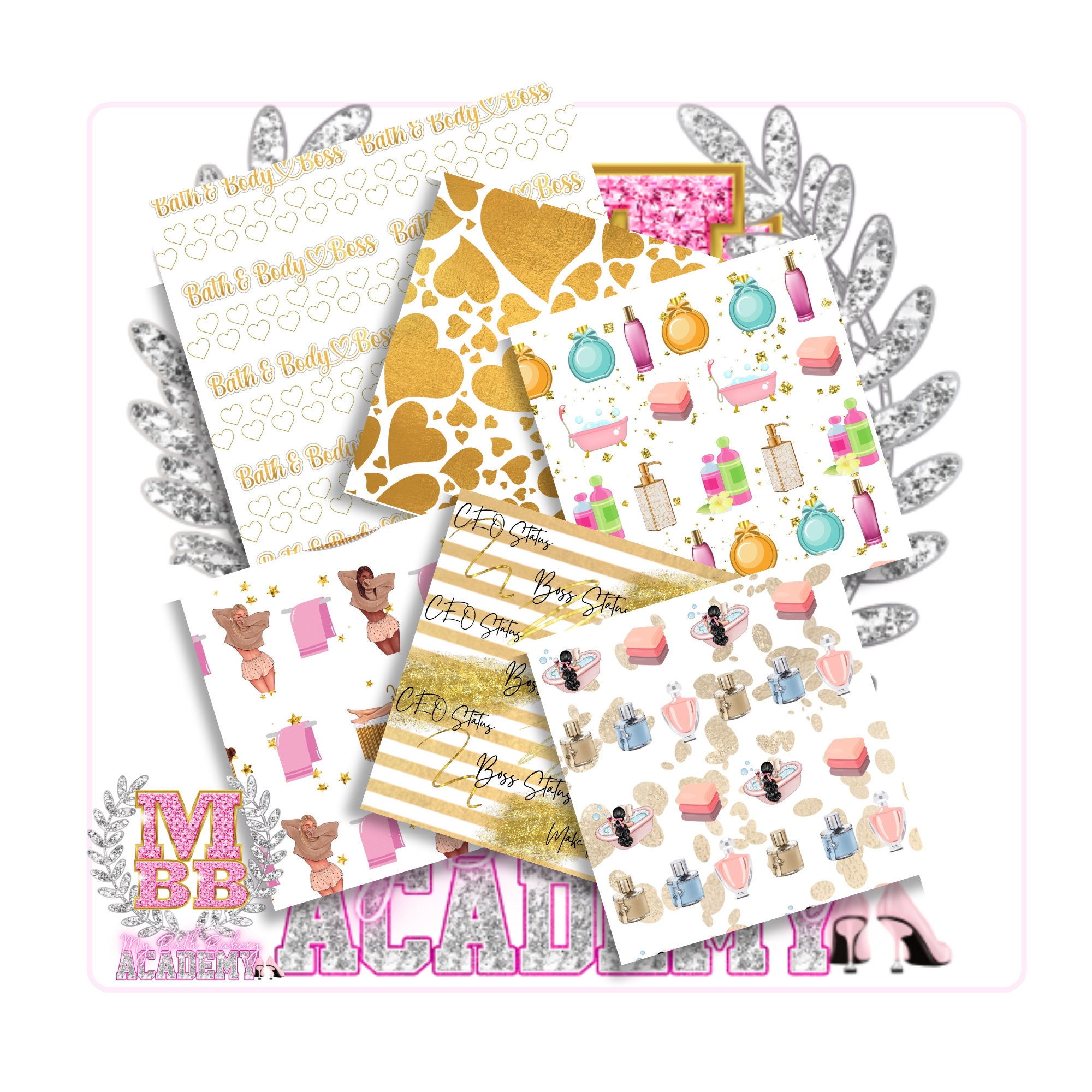 Bath & Body Paper, Spa Digital Paper, Digital Planner Paper, Lady Boss ...