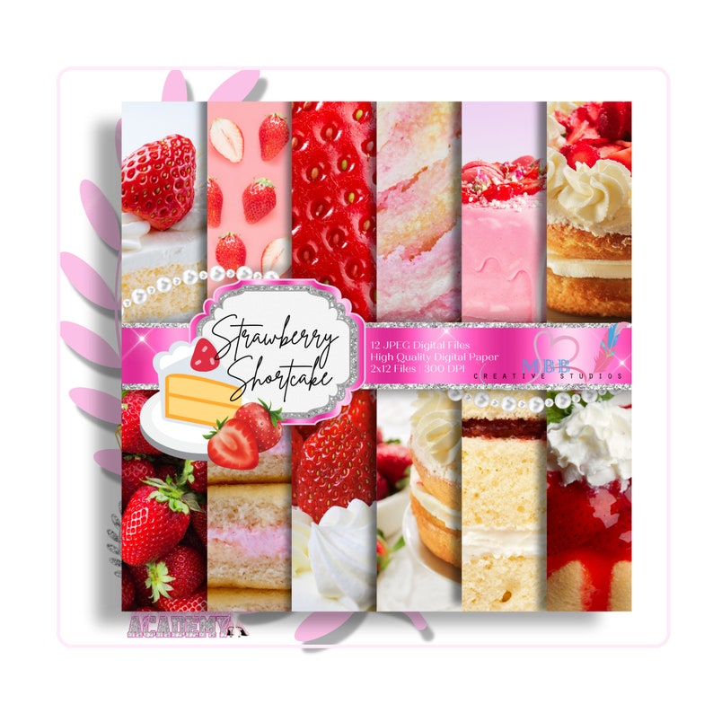 Strawberry Shortcake Paper, Strawberry Shortcake Digital Paper, Strawberry Shortcake Social ...