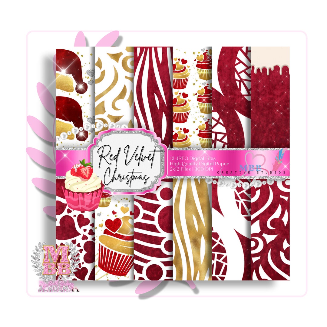 Red Velvet Paper, Red Digital Paper, Red Velvet Templates, Christmas ...