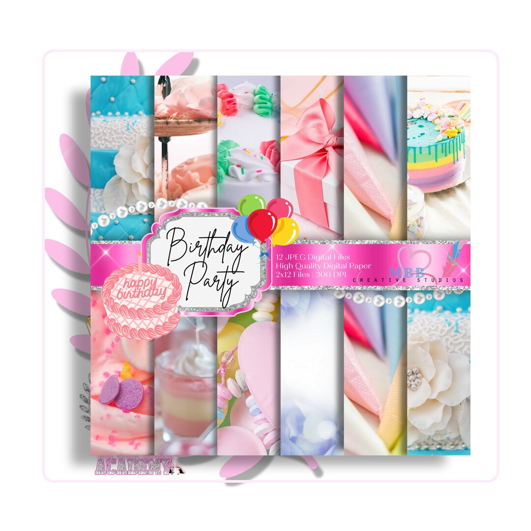 Birthday Party Paper, Birthday Digital Paper, Birthday Party Social ...