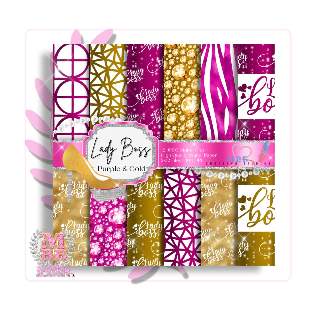 Purple Background Paper, Gold Digital Paper, Purple & Gold Digital ...